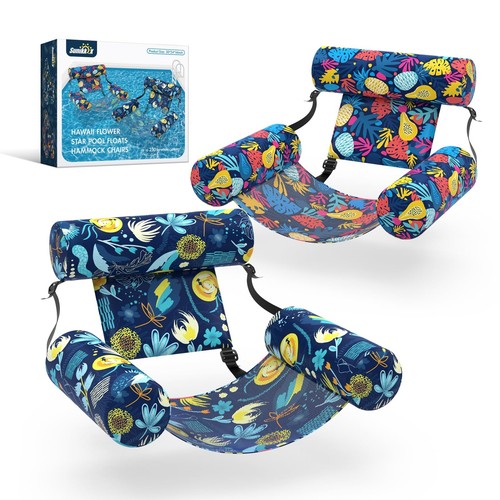 Pool Floats Chairs Adult, 2 Packs Inflatable Pool Lounge Chairs, Blow ...