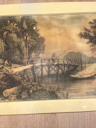 19TH CENTURY ANTIQUE CURRIER AND IVES LITHOGRAPH PRINT 1870 “The Old ...