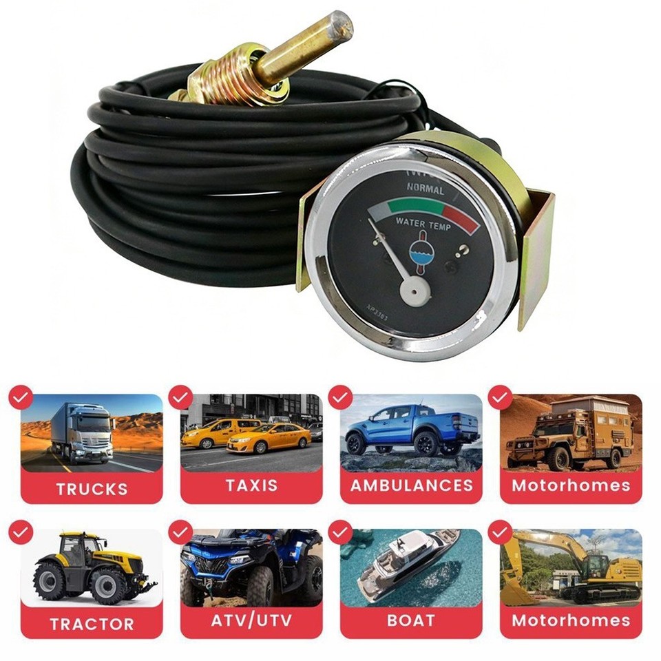 Water Temp Gauge Iron Construction Vibration Resistant Standard 52mm ...