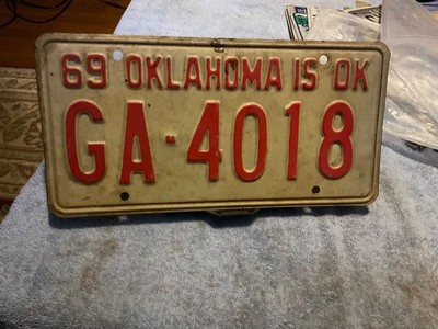 Oklahoma Is OK License Plate 1969 GA 4018 | eBay