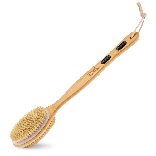 Back Washer Shower Brush with Long Handle Double-Sided Wooden Back and ...
