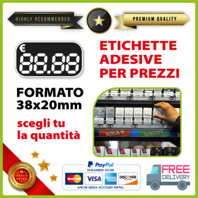 ETICHETTE adesive per PREZZI sigarette tabacchi CARTELLINI SEGNA PREZZO ...