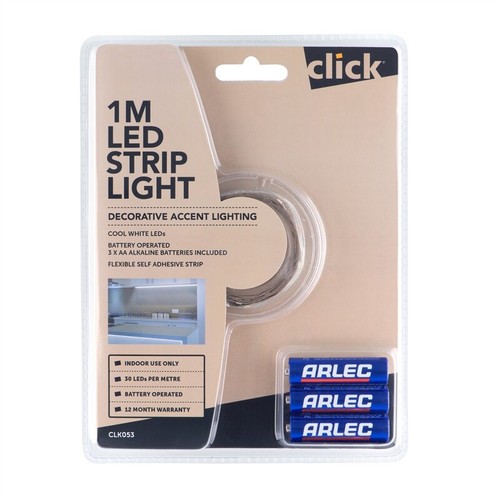 Click 1 Metre White LED Battery Operated Strip Light | eBay
