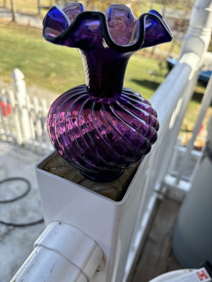 Vintage Fenton Art Glass Tulip Purple Signed George Fenton 1998 Nice | eBay