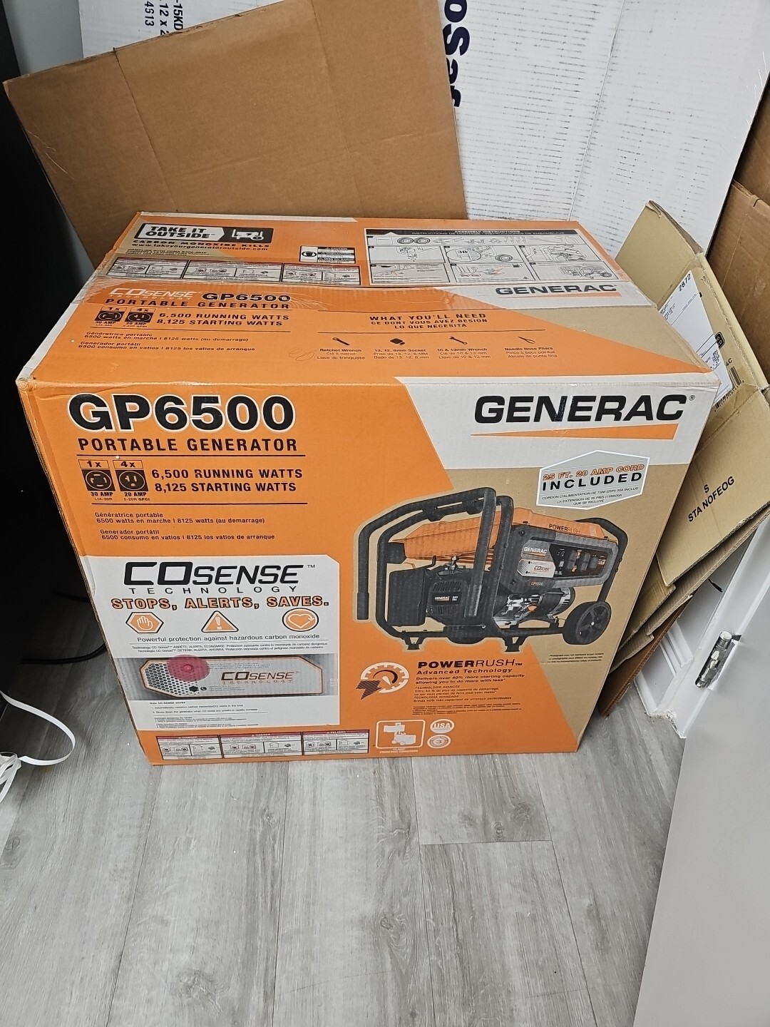 Generac GP6500 6500-Watt Portable Gas Generator w/ CO Sense 7680 | eBay