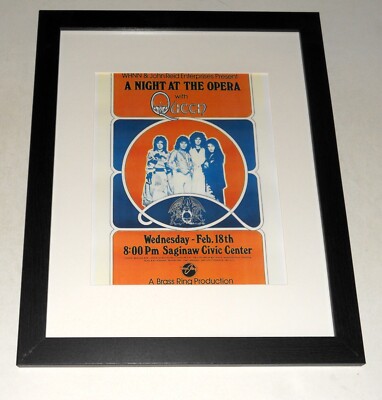 Framed Queen Freddie Mercury 1976 Night at the Opera Tour Michigan 14 ...