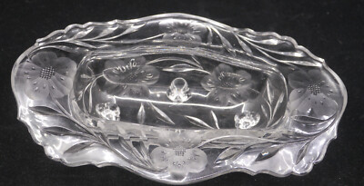 OLD CUT GLASS FOOTED, FANCY RELISH DISH, FLOWER DECORATION | eBay