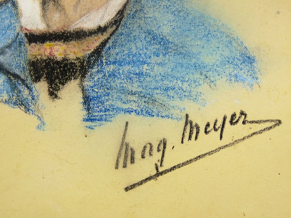 Portrait de Breton signé MEYER .Pastel original .BRETAGNE FINISTERE ...