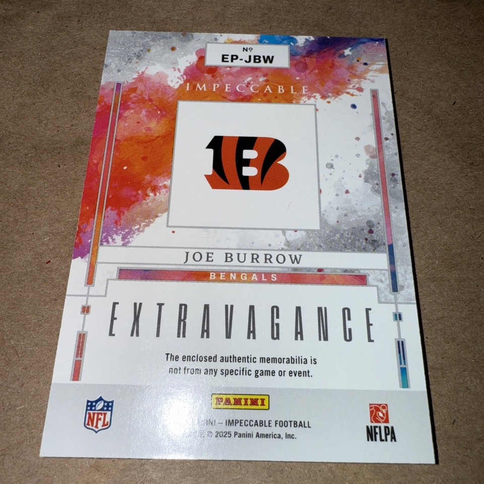 Joe Burrow 2025 Impeccable Extravagance Patches 3/25 EP-JBW. BENGALS ...