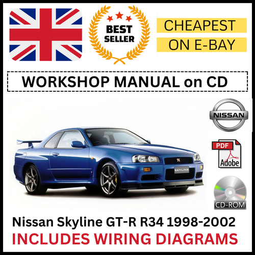 Nissan Skyline GT-R R34 1998-2002 Workshop Manual Service + Wiring ...