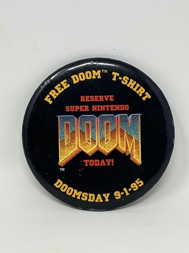 Vintage 1995 DOOM Pin / Button Super Nintendo video game merch Doomsday ...