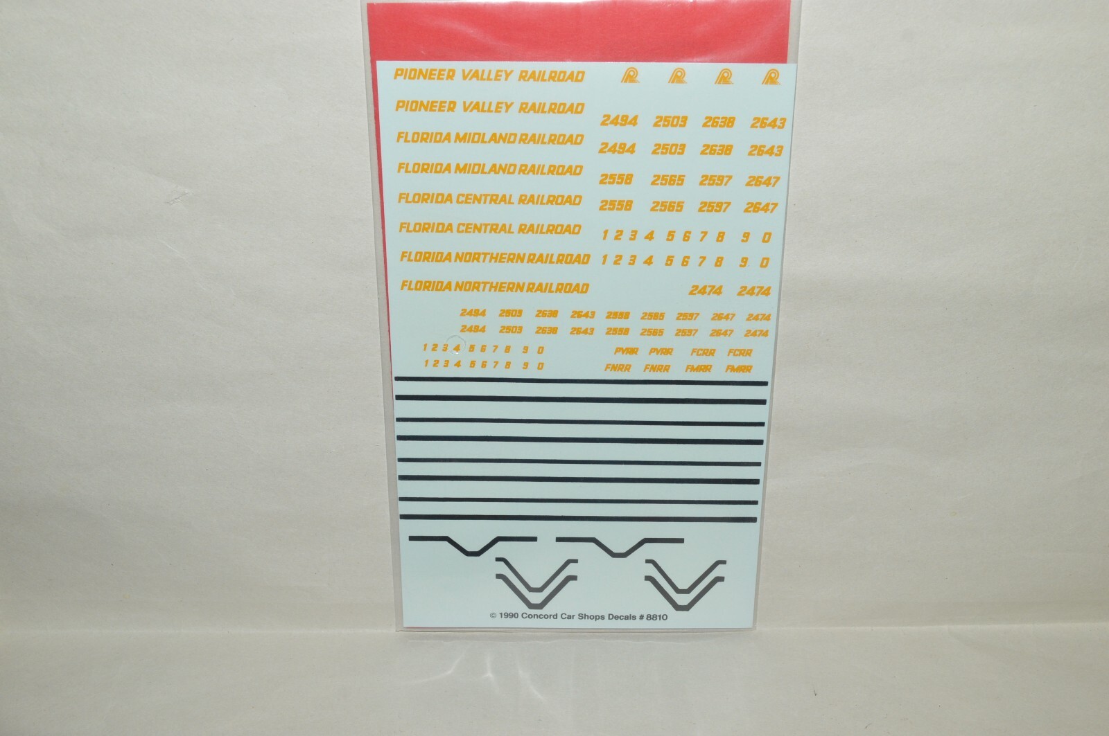 HO scale decals 8810 Pinsley RR Pioneer Valley Florida Central Midland ...