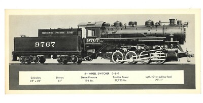 MISSOURI PACIFIC LINES 8 WHEEL SWITCHER STEAM LOCOMOTIVE 0-8-0-PHOTO EX ...