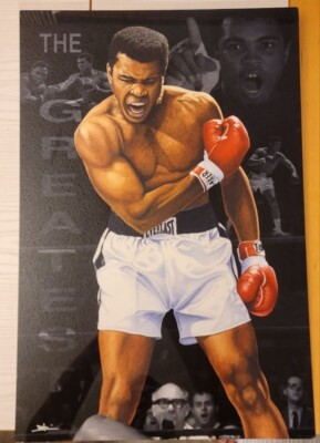 Muhammad Ali Knockout Boxing Painting Print on Metal Poster Canvas ...