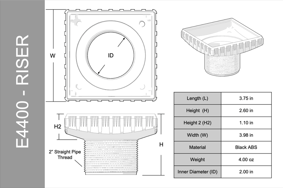 Ebbe America Square Drain Riser | eBay