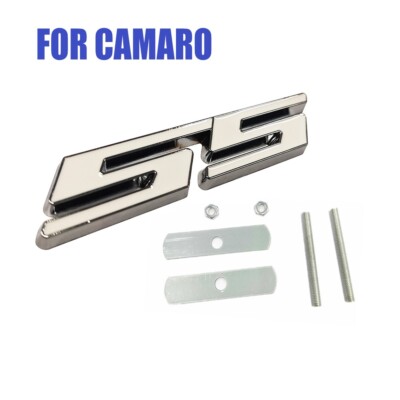 1PC For Camaro SS Front Grille Emblem White Chrome Letter Badge 3D ...