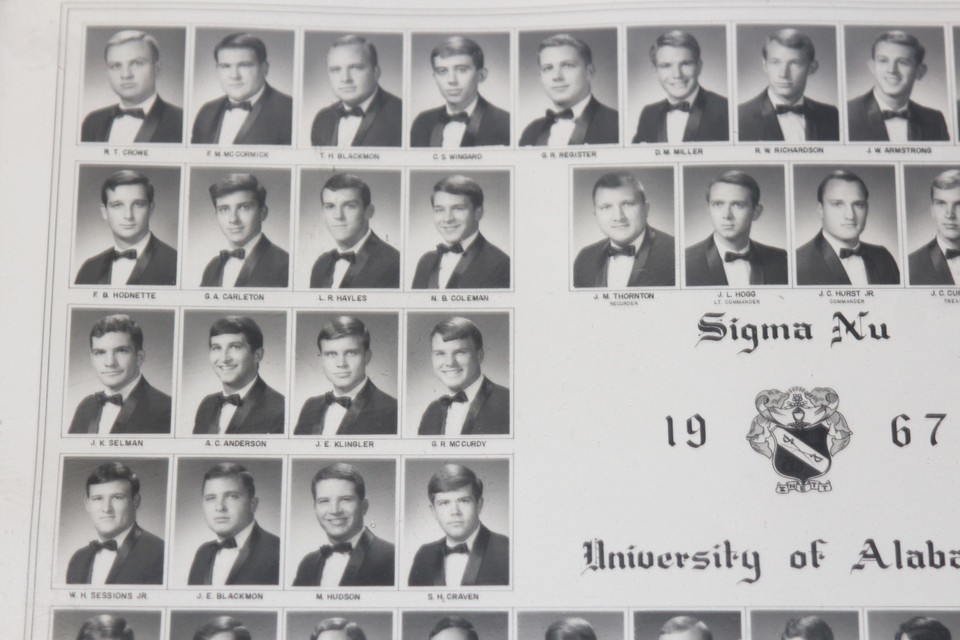 1967 Sigma Nu University of Alabama Crimson Tide Group Photo College ...