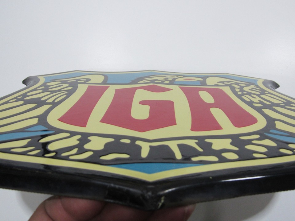 1930's ORIGINAL IGA VINTAGE PORCELAIN SIGN GROCERY STORES EAGLE SHIELD ...