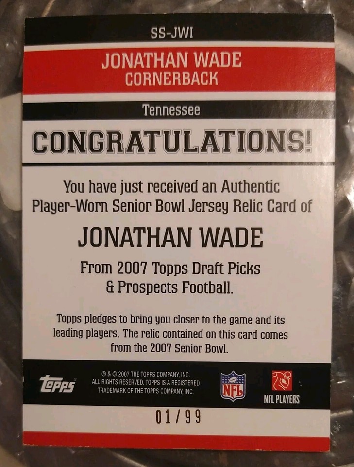 2007 Topps Draft Picks Prospects Jonathan Wade SS-JWI serial number 01/ ...