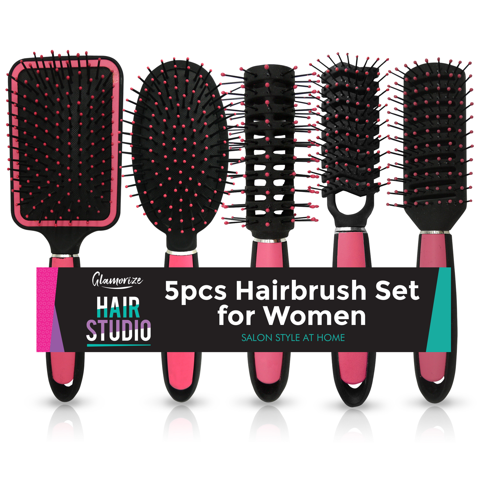 5pk Hair Brush Set for Women | Professional Pink Hairdressing Salon ...