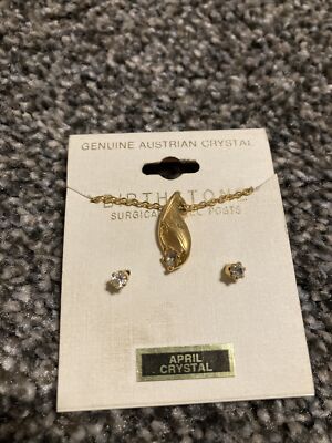 Vintage Necklace And Earrings April Crystal Birthstone Austrian Crystal ...