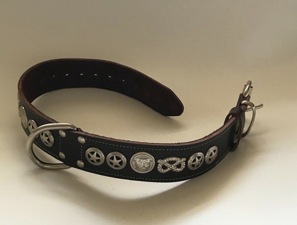 LEATHER STAFFORDSHIRE/STAFFY/BULL TERRIER DOG COLLAR REAL LEATHER,1"1 ...