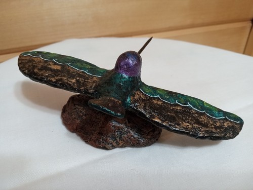 Handmade Whimsical Folk Art Hummingbird Paper Mache Sculpture Bird ...