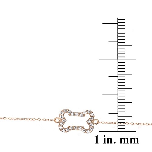 Rose Gold Tone over 925 Silver CZ Dog Bone Chain Necklace, 18' | eBay ...