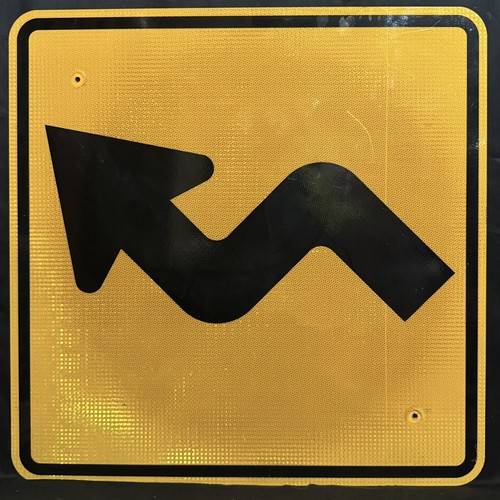 Reflective 36" Left Reverse Turn Sign Real Aluminum Street Traffic ...