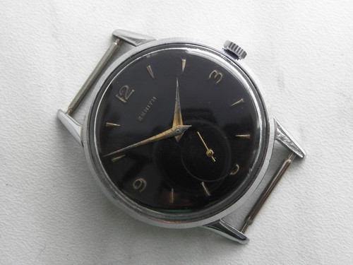 Vintage Zenith Cal 126 Black Sub Second Dial Swiss Made 1950`s | eBay