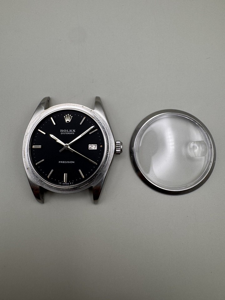 Rolex Oysterdate Precision 6694 Matte Black Dial 34mm Cal. 1225 Vintage ...