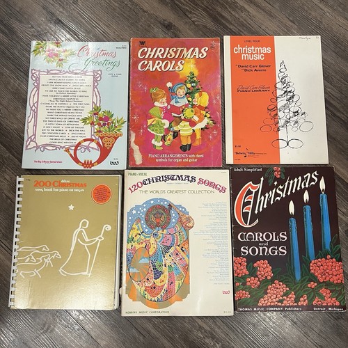 Lot Of 6 Christmas Song Books Sheet Music Piano Organ Carols Holiday ...