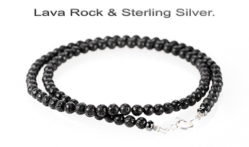 Genuine Volcanic Lava Stone Sterling Silver Clasp Choker Necklace PN-009 | eBay Australia