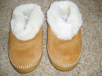 COMFORTVIEW Tan Slippers Soft Faux Leather Fur Lined Suede Sz 11 Womens ...
