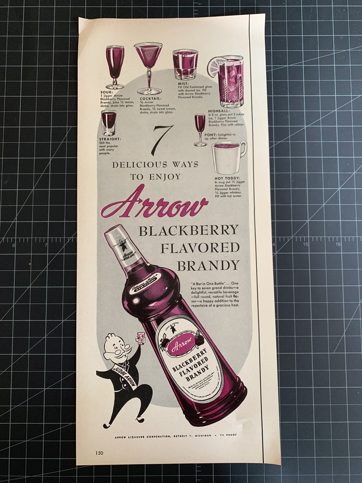 Vintage 1950s Arrow Blackberry Brandy Print Ad | eBay