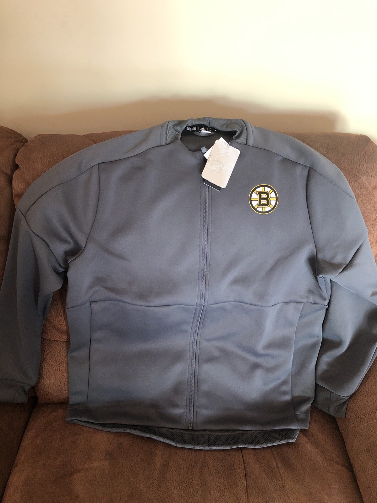Adidas Game Mode Bomber Boston Bruins NHL Gray Jacket NWT Size XL Men ...