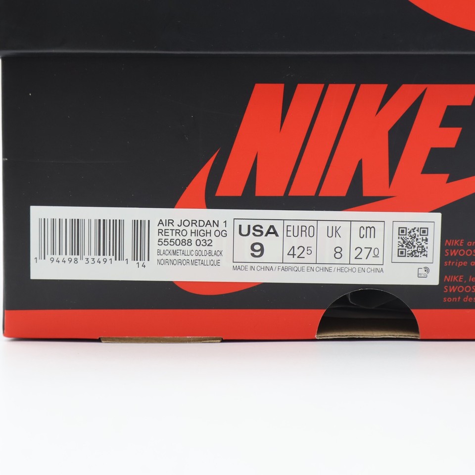 555088-032 Nike Air Jordan 1 Retro High OG Black Metallic Gold Patent ...