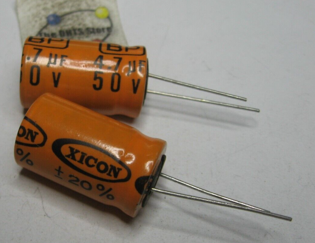 Non-Polarized NP BP Electrolytic Capacitor 4.7uF 50V XICON - NOS Qty 2 ...