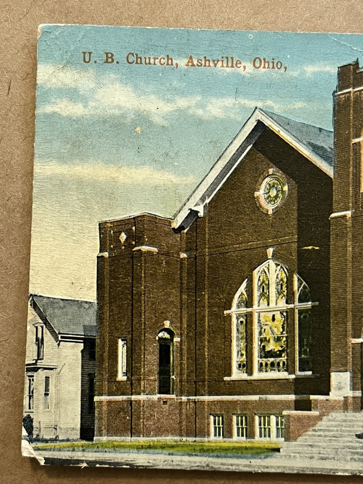 Ashville Ohio U.B. Church Now Zion United Methodist Antique Postcard ...