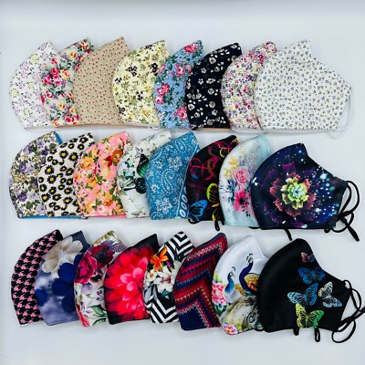 [3 PACK] Face Masks FASHION Polyester/Cotton Triple-Layer Washable - US ...