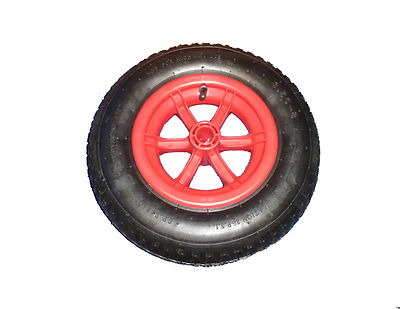 RED SPOKED wheelbarrow / Trolley Wheel Pneumatic 14" Tyre 3.50 - 8 ...