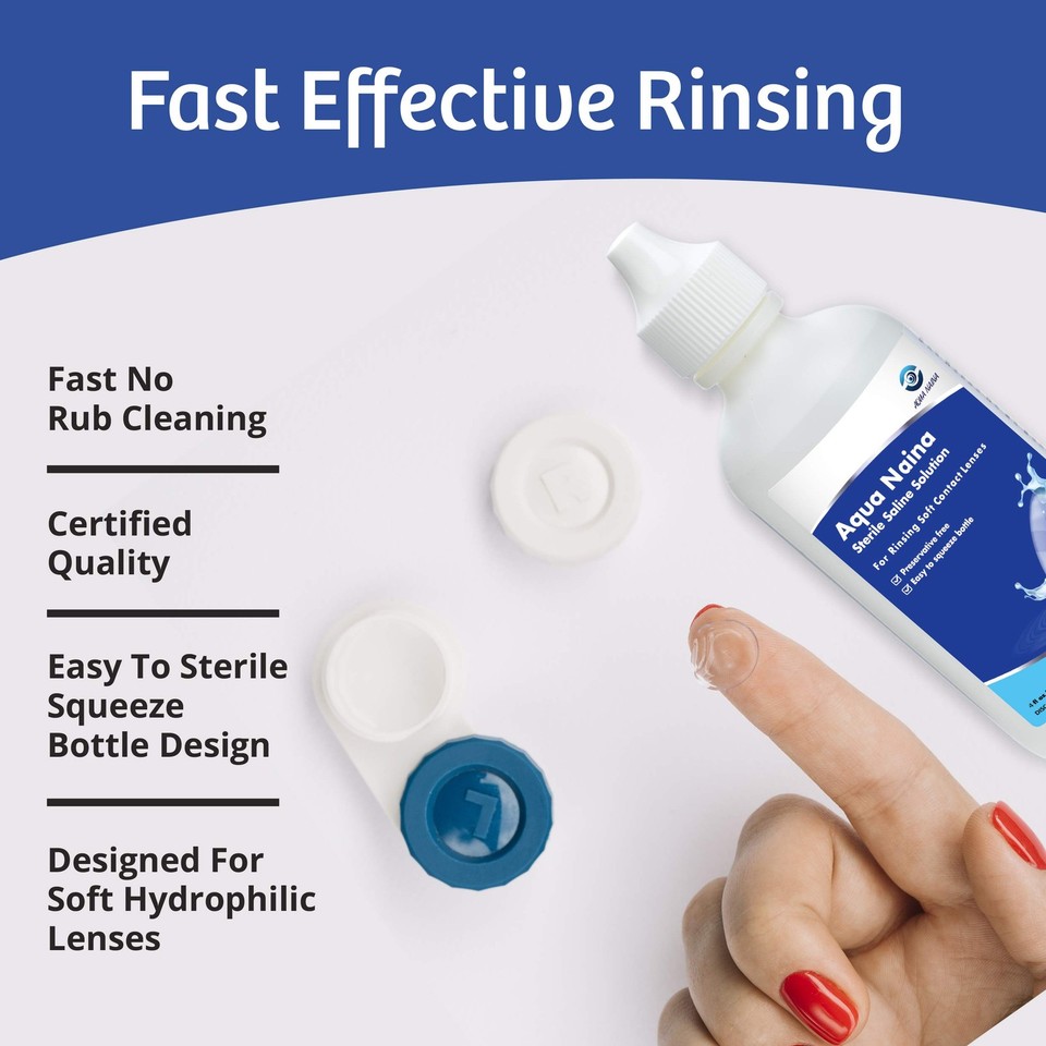 Aqua Naina Saline Solution – Preservative-Free Sterile Rinse for Soft ...
