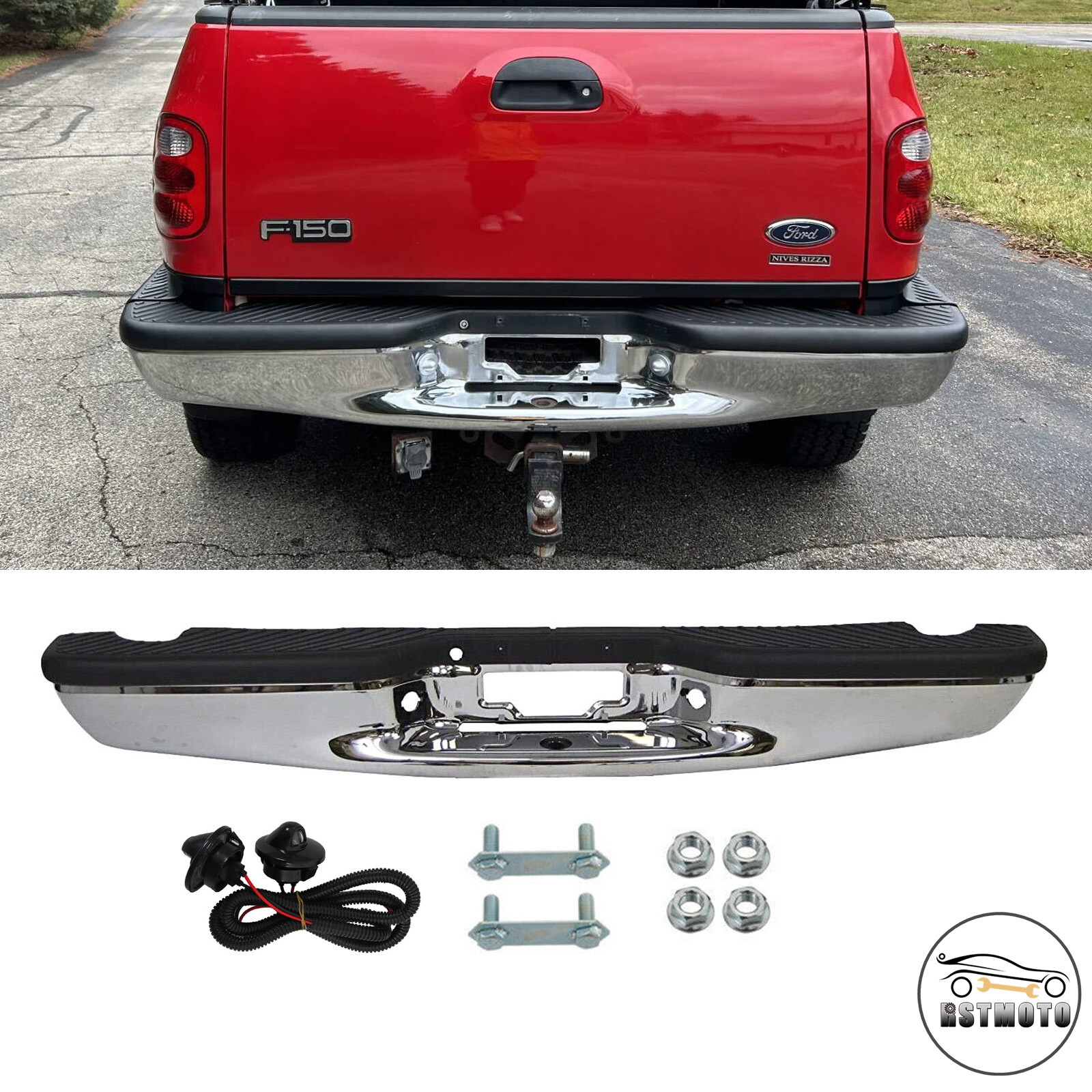 Chrome Rear Bumper Assembly For 1997-2003 Ford F-150 F150 Flareside ...