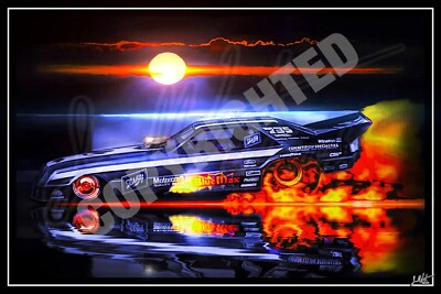 RAYMOND BEADLE BLUE MAX NHRA NITRO FORD MUSTANG FUNNY CAR 12X18 ...