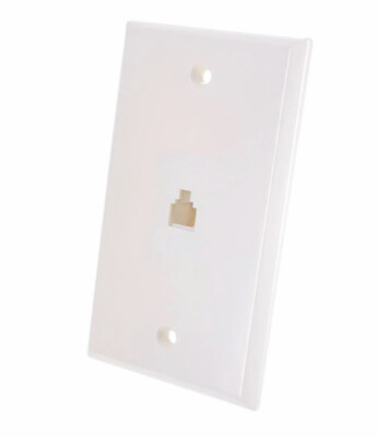 1-Port RJ11 6P4C Smooth Telephone Phone Jack Face Wall Plate - White ...
