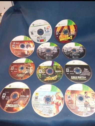 9 Xbox 360 Game Lot GTA 5, Call Of Duty, Skyrim, Borderlands 2, Fable 3 ...