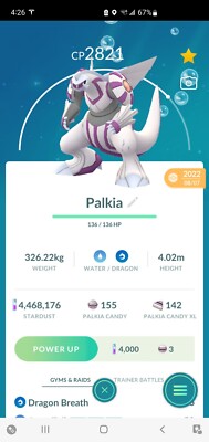 Pokemon Level 40 Palkia With 2nd Move VERY RARE/POWERFUL GO | eBay