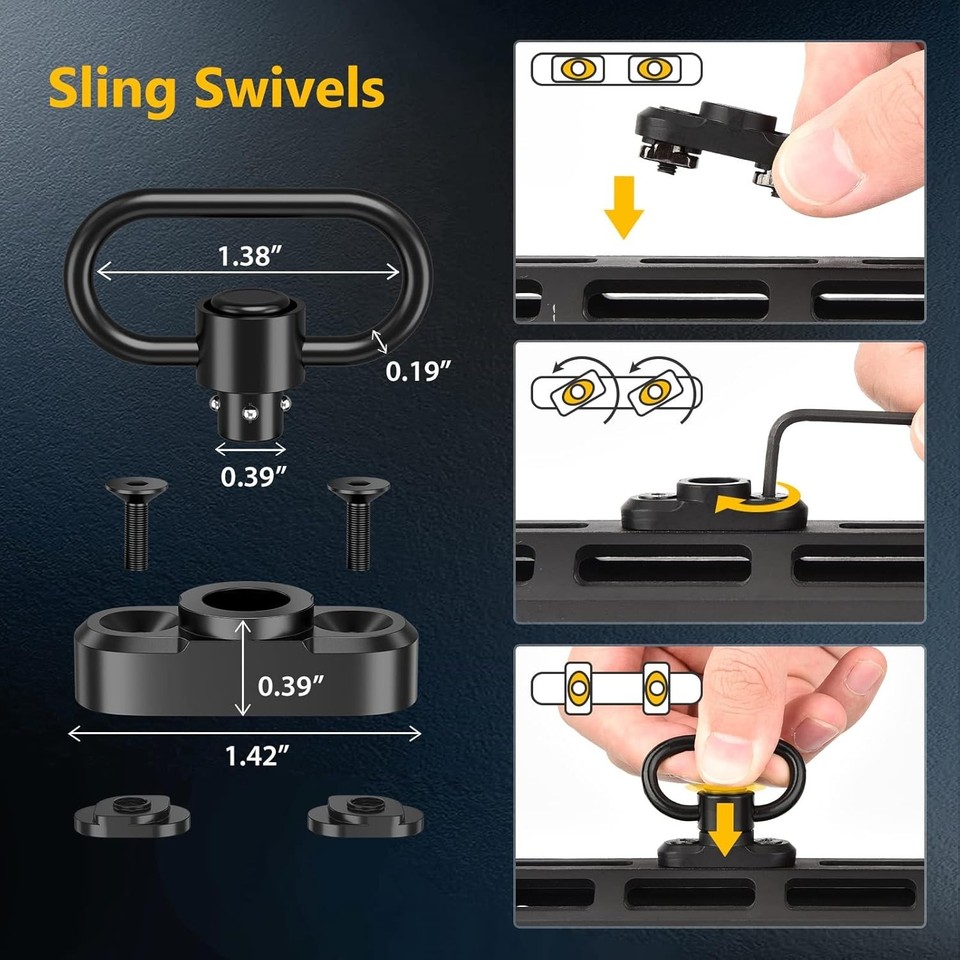 Adjustable Rifle Sling 2-Point Nylon AR Strap w/ Metal Swivels, 62.2 ...