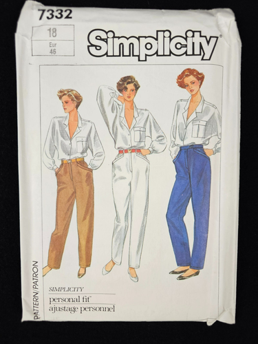 Simplicity Pocket Pants Sewing Pattern 7332 Size 18 New Uncut Vintage ...