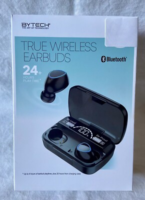BYTECH True Wireless Bluetooth Earbuds ~ 24hr Play Time~Charging Case ...